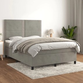 Box spring postel s matrací světle šedá 140x200 cm samet