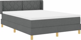 Postel s boxspringem s čelo Tmavě šedá 190 x 140 cm textil 3341350