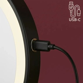 Rea Kosmetické zrcadlo ⌀20 cm s regulovatelným LED osvětlením HOM-70000 černé