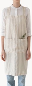 Lněná zástěra Natural White Stripes