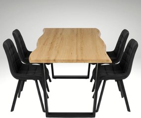 Vikio Jídelní set pro 4 osoby 160x90 cm dub noha U černá židle VJS156-4C