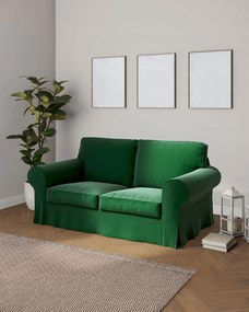 Potah na pohovku IKEA  Ektorp 2-místná, nerozkládací barva zelená látka lesklé, sametová