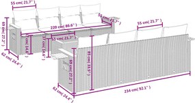 9dílná zahradní sedací souprava s poduškami béžová polyratan 3259063