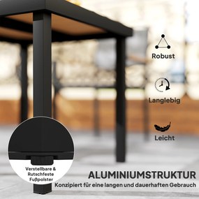 Outsunny zahradní stůl pro 4 osoby jídelní stůl hliníkový stůl 80x80x74 cm, snadno udržovatelný plast, přírodní černá, ideální pro zahradní nábytek a…