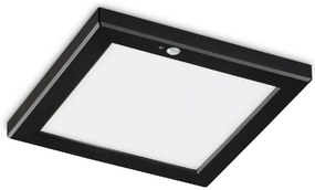Stropní světlo ideal lux aura pl přisazené led svítidlo s pir senzorem 4000k 22 cm hranaté, černé