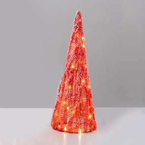 ACA DECOR Vánoční LED kužel červený 90cm WW 3xAA