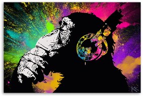 Obraz na plátně, Banksy Colorful Monkey - 90x60 cm