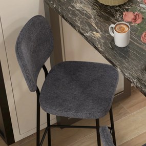 HOMCOM Sada 2 barových stoliček s opěrkou nohou a potahem z lněné látky, rozměry 41Š x 46H x 90V cm, šedá