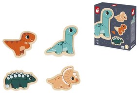 Janod Dřevěné vkládací puzzle Dinosauři 4v1 Dino