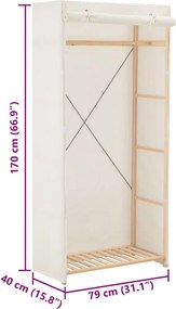 Šatní skříň bílá 79 x 40 x 170 cm textil 248192