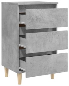 Noční stolek nohy z masivního dřeva betonově šedý 40x35x69 cm - Default Title