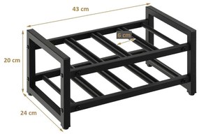Costway Stojan na víno 2-patrový na 8 lahví, černý JV10899