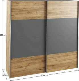 Skříň s posuvnými dveřmi, dub artisan/grafit, GABRIELA NEW