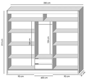 Šatní skříň Multi - 250/215/61 (sonoma)