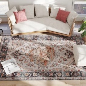 HOMCOM protiskluzový a pratelný bohémský koberec s krátkým vlasem do obývacího pokoje a ložnice, 230 x 160 cm, hnědý