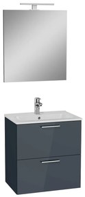 Koupelnová sestava s umyvadlem zrcadlem a osvětlením Vitra Mia 59x61x39,5 cm antracit lesk MIASET60A