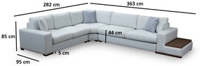 Rohová sedačka s integrovaným stolkem Bellona 363 cm béžová - levá