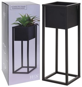 424175 H&S Collection Květináč na stojanu kovový černý 60 cm