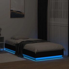 Rám postele s LED osvětlením černý 90 x 200 cm