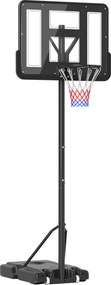 HOMCOM Venkovní Basketball Koš s Nastavitelnou Výškou 220-365 cm, Přenosný Koš s Podstavcem a Koly | Aosom