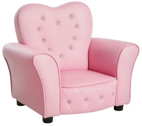 HOMCOM dětská pohovka princezna dětské křeslo ve tvaru srdce růžová útulná pohovka do dětského pokoje D59xŠ41,5xV49cm pro děti | Aosom.de