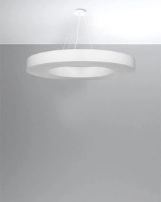Závěsné svítidlo Saturno Slim, 1x bílé textilní stínítko, (bílý plast), (fi 90 cm)