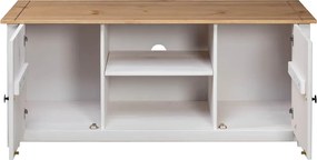 TV skříňka bílá 120 x 40 x 50 cm masivní borovice řada Panama 282672