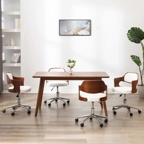 vidaXL Otočné jídelní židle 4 ks ohýbané dřevo a textil [3054939] Barva: Bílá