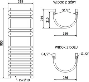 Mexen Eros, topné těleso 900 x 318 mm, 315 W, bílá, W112-0900-318-00-20