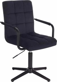 LuxuryForm DESIGN Otočná židle VERONA BLACK VELUR na černém kříži - černá