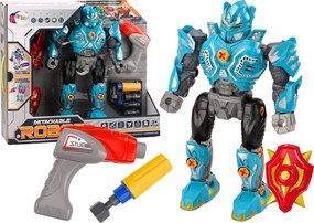 LEAN Toys Robot na šroubování, zbraň, vrtačka, šroubovák, světla, zvuk, tyrkysová barva
