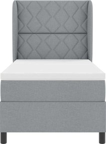 Postel s boxspringem s čelo Světle šedá 90 x 200 cm textil 3340606