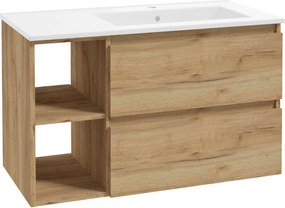 kielle Nefia - Skříňka s umyvadlem 90 cm, pravá varianta, zlatý dub 50027S90R1