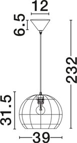 Ratanové závěsné svítidlo v přírodní barvě ø 39 cm Rielo – Nova Luce