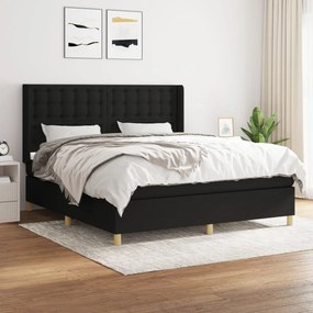 Box spring postel s matrací černá 180x200 cm textil 3132331