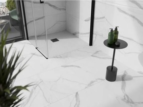 Mexen Stone+, čtvercová vanička z minerálního kompozitu 100 x 100 cm, bílá, černá krytka, 44101010-B