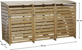 Dřevěný box na tři odpadkové koše, přírodní, BRUDO TYP 2