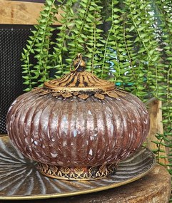 Růžová skleněná svítící LED lucerna Balli - Ø 17*14 cm