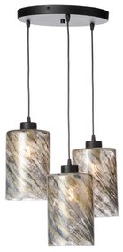 Light for home - Závěsné svítidlo 60566 "FLORENCE" s třemi skleněnými stínítky z foukaného skla., 3x60W, E27, Černá