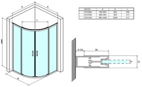 Gelco SIGMA SIMPLY BLACK čtvrtkruhová sprchová zástěna 1000x1000 mm, R550, čiré sklo, GS5510B