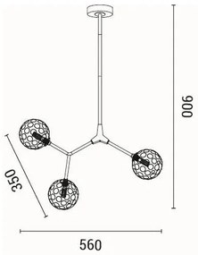 Lustr na tyči GALILEA 3xG9/15W/230V šedá