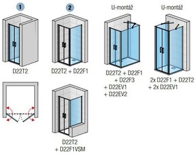 Ronal (Sanswiss) Ronal, DIVERA dvoukřídlé dveře D22T2 Šířka: 120 cm, Sklo: 22 Durlux