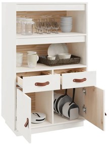 Skříň highboard bílá 67 x 40 x 108,5 cm masivní borové dřevo