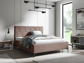 Eka Čalouněná postel MEDOX+ 120x200 cm Barva látky Trinity: (2305) Tmavá béžová, Úložný prostor: S dřevěným rámem úložného prostoru