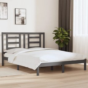 Rám postele šedý masivní borovice 160 x 200 cm,  3104360