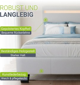 Juskys Čalouněná postel Paris s LED osvětlením Barva: tmavě šedá, Velikost: 120 × 200 cm