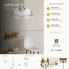 Závěsný lustr Japany 45 cm zlatý/bílý