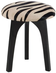 Kulatá stolička s koženým sedákem Zebra - Ø 36*47 cm