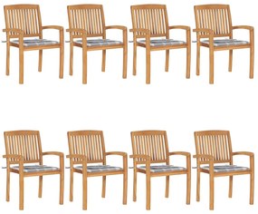 Stohovatelné zahradní židle s poduškami 8 ks masivní teak 3073254