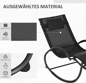 Houpací lehátko Outsunny Houpací křeslo s polštářem Zahradní lehátko 155 x 61 x 88 cm z textilenu v černé barvě pro venkovní relaxaci | Aosom.de
